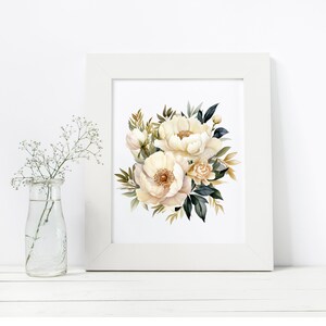 Ivory White Flower PNG, Watercolor Cream White Floral Clipart, Wedding ...