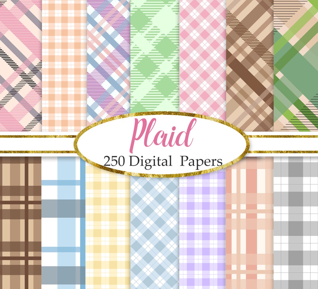 Plaid Digital Paper Pack, Gingham Background Bundle, Scrapbook Papers ...