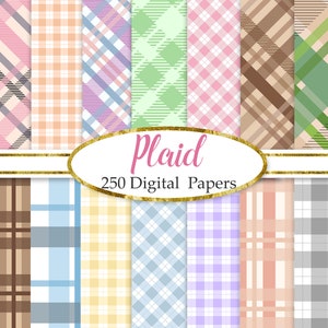 Plaid Digital Paper Pack, Gingham Background Bundle, Scrapbook Papers ...
