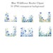 Blue Wildflower Border Clipart, Watercolor Floral Clipart, Flower ...