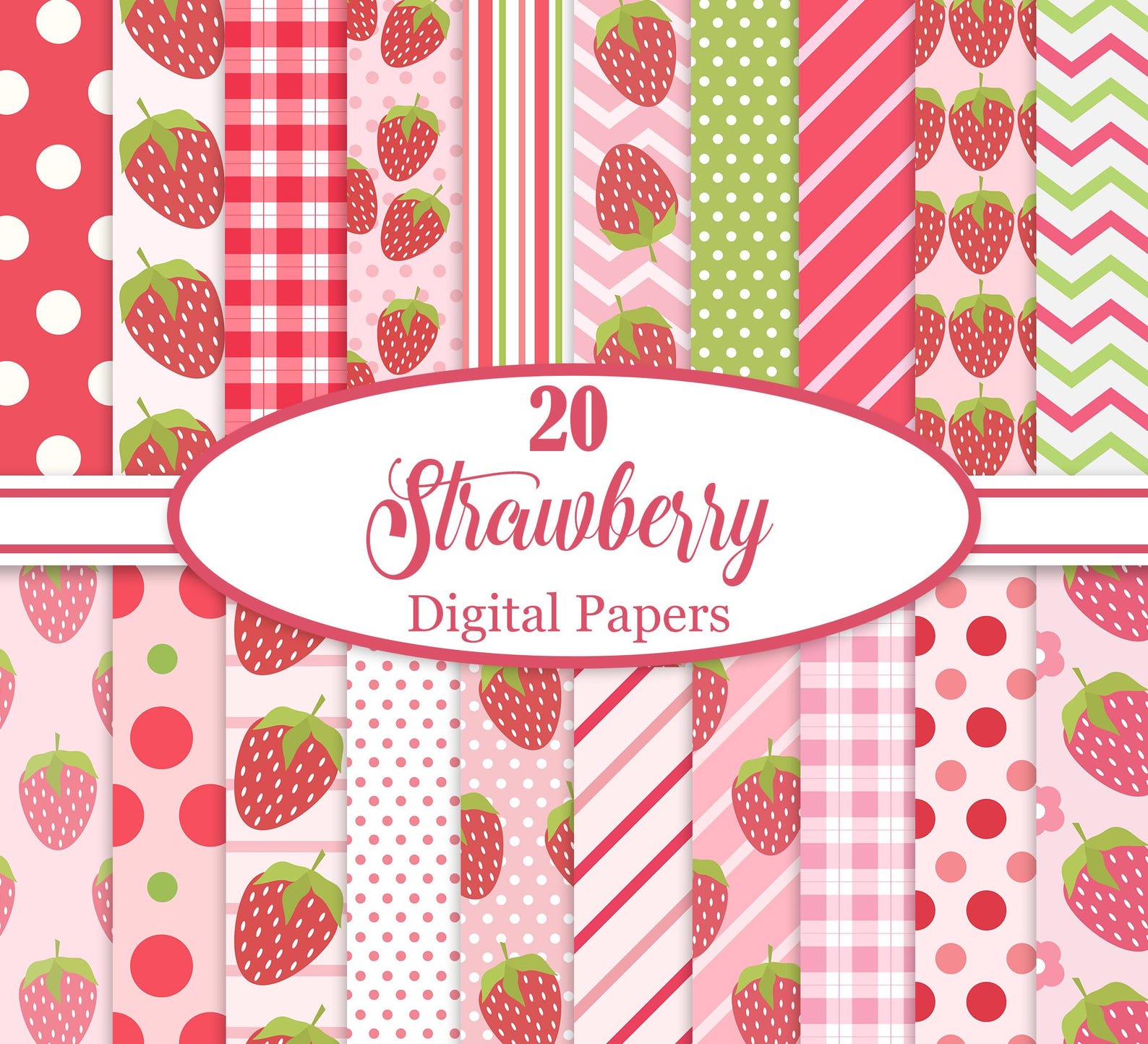 Strawberry Digital Paper, Strawberry Background, Fruit, Texture ...
