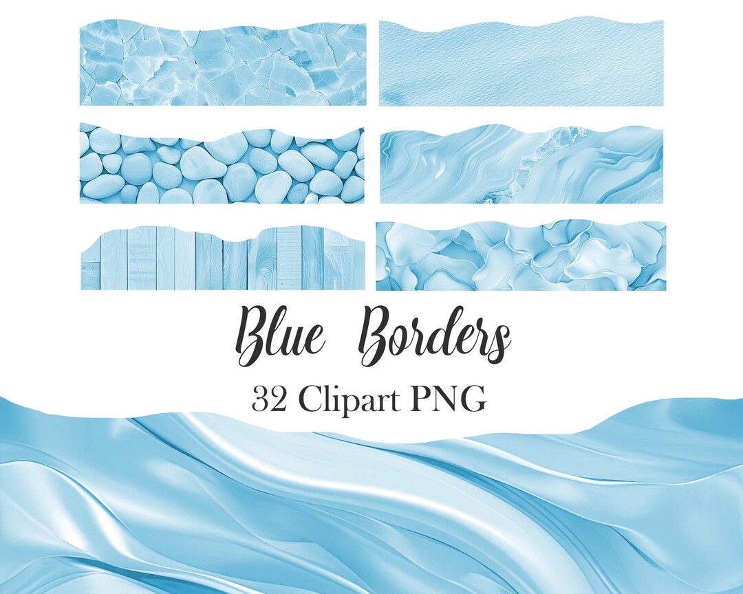 Blue Border Clipart, Blue Texture Borders PNG, Scrapbook, Junk Journal ...