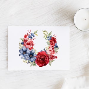 Blue Red Flower PNG, Watercolor Red Blue Floral Clipart Bundle, Flowers ...