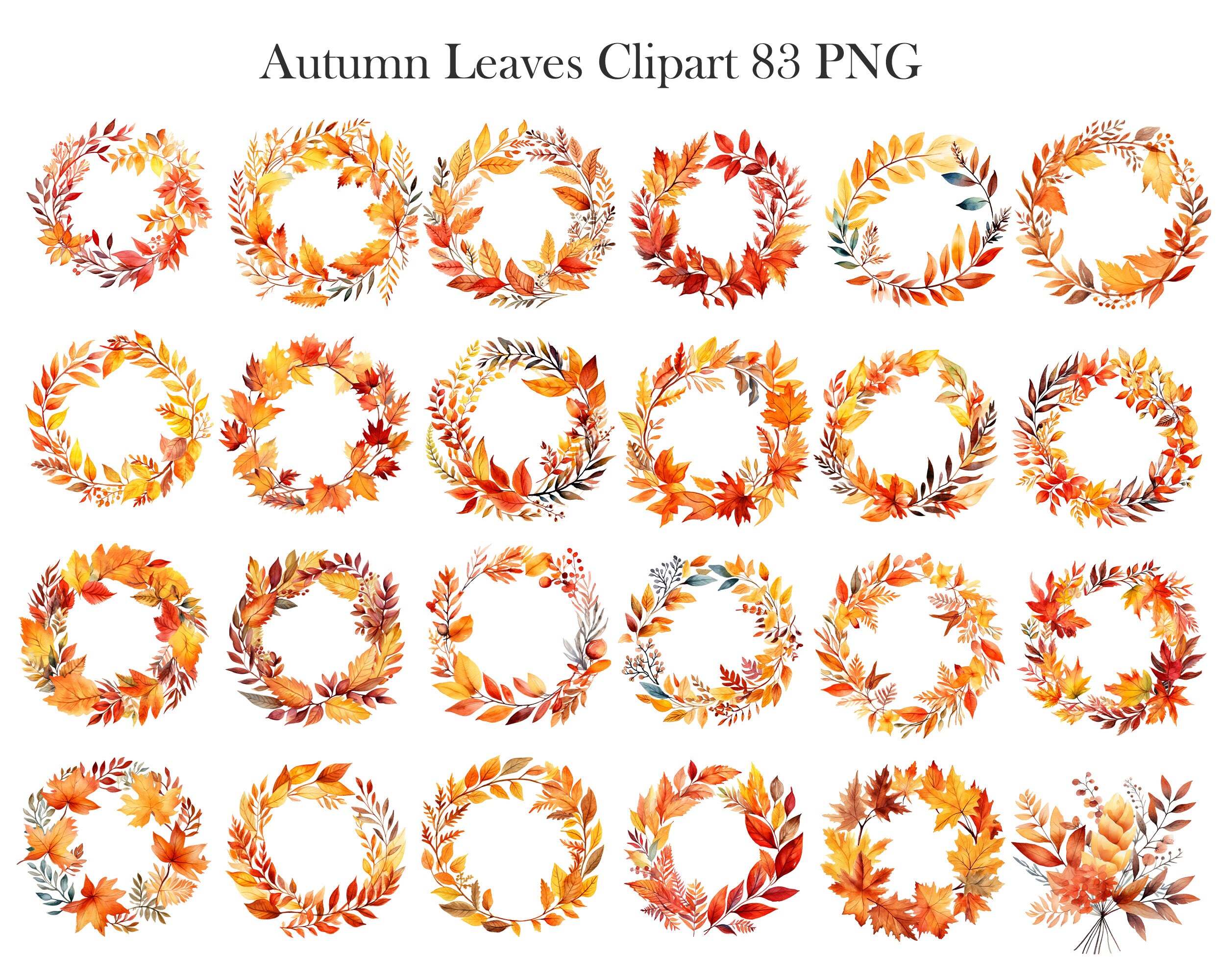 Autumn Leaves Clipart, Watercolor Fall Leaf Clipart Bundle, Fall Leaves ...