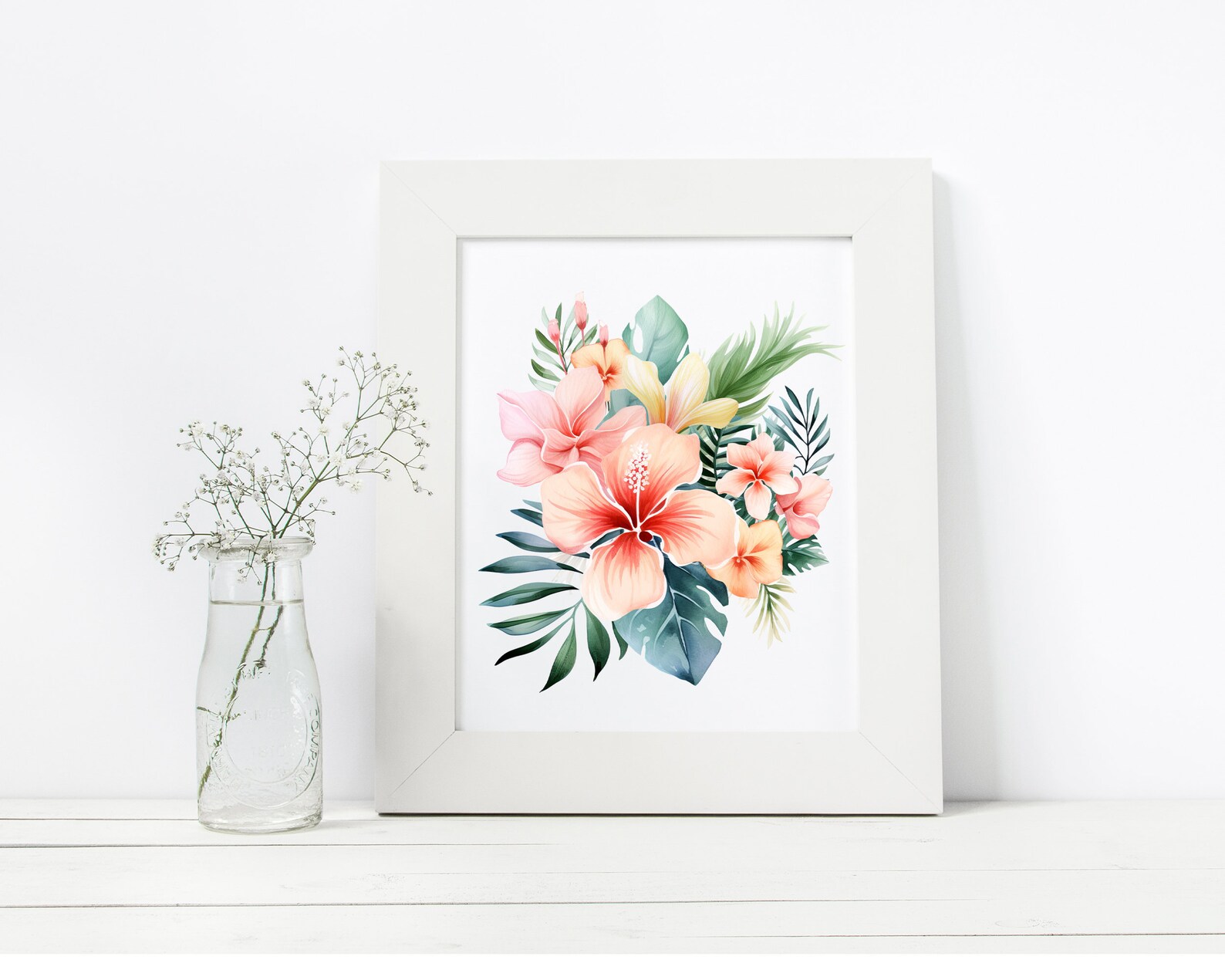 Pastel Tropical Flower Clipart, Summer Flower PNG, Watercolor Floral ...