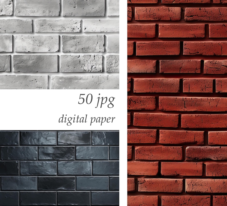 Brick Wall Digital Paper, Brick Background Bundle, Texture, Scrapbook ...