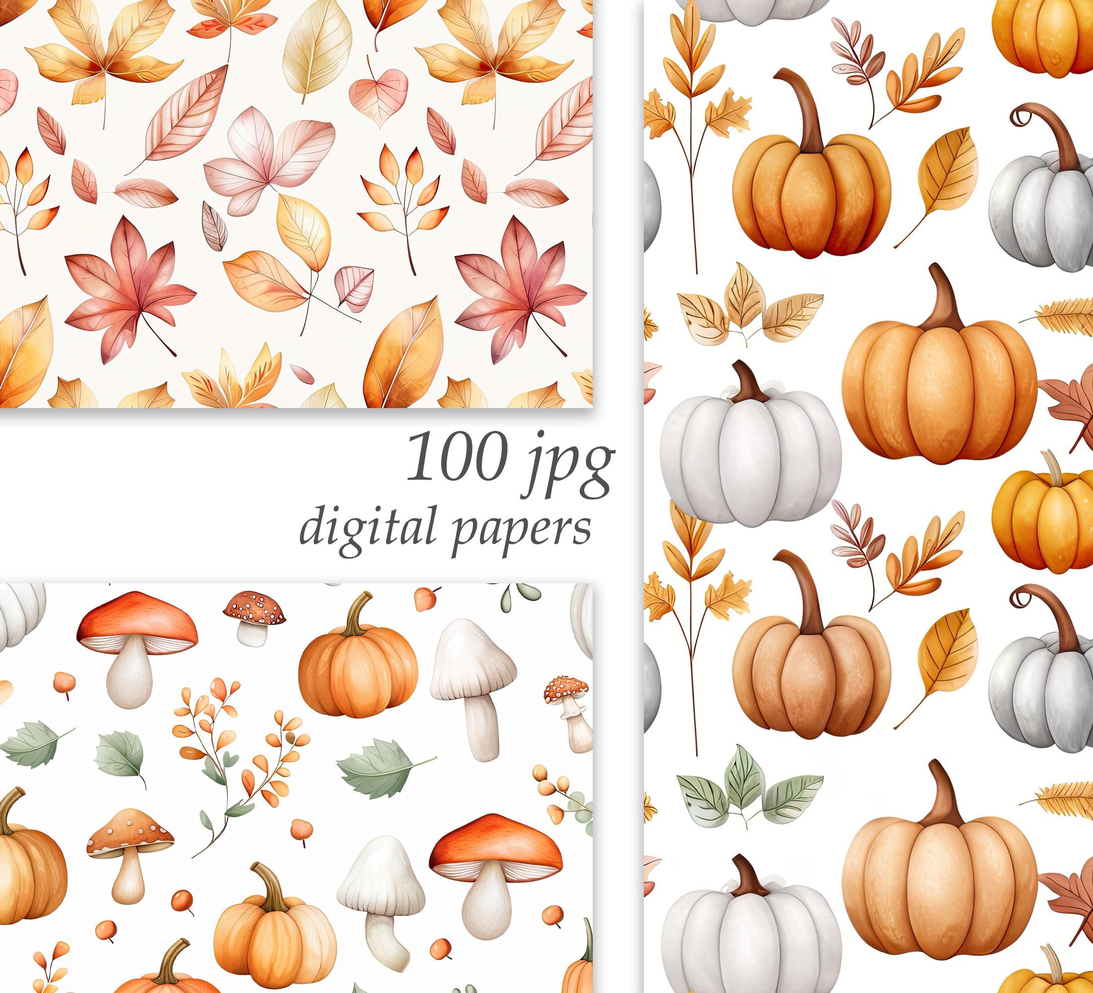 Autumn Digital Paper, Autumn Background Bundle, Scrapbook Paper ...