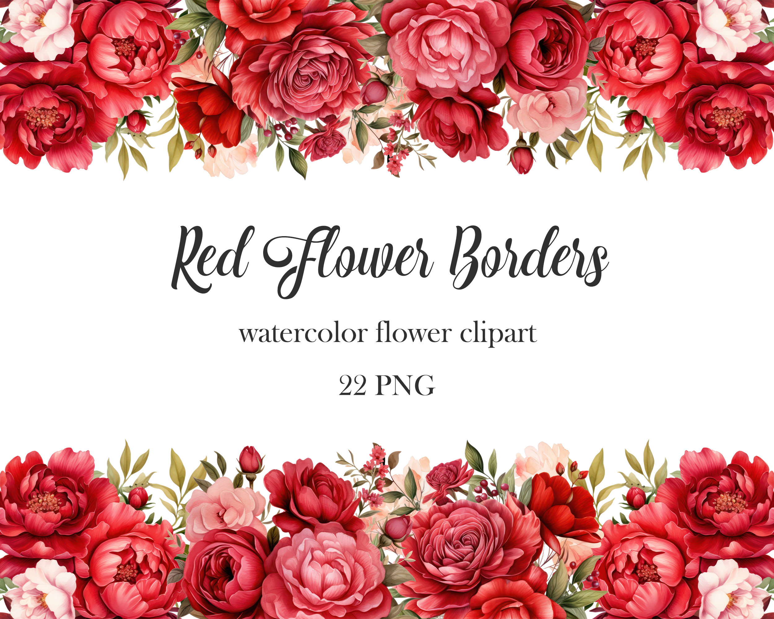 Red Flower Border Clipart