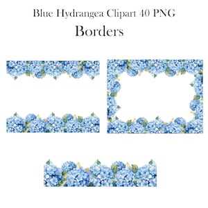 Hydrangea PNG, Watercolor Blue Hydrangea Clipart Bundle, Blue Flower ...