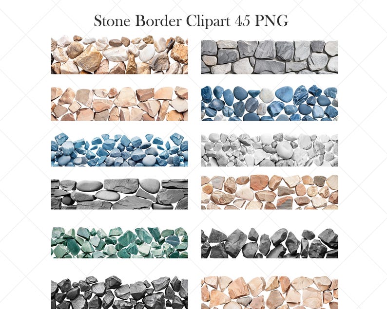 Stone Border Clipart, Borders PNG, Digital Download - Etsy