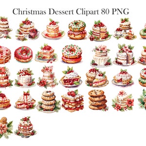 Christmas Dessert PNG Bundle, Watercolor Christmas Sweets Clipart ...