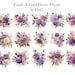 Purple Flower PNG, Watercolor Purple Gold Rose Clipart Bundle, Floral ...