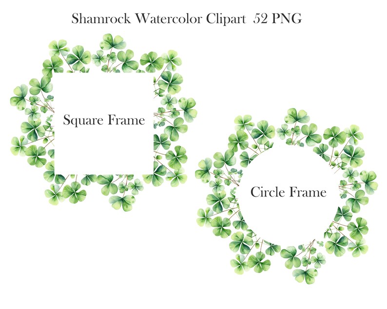 Shamrock Clipart, Clover PNG Bundle, St Patricks Day PNG, Shamrock ...