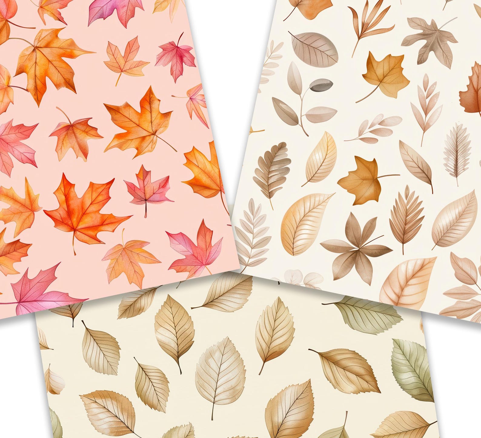 Autumn Leaves Digital Paper, Autumn Background Bundle, Scrapbook Paper ...