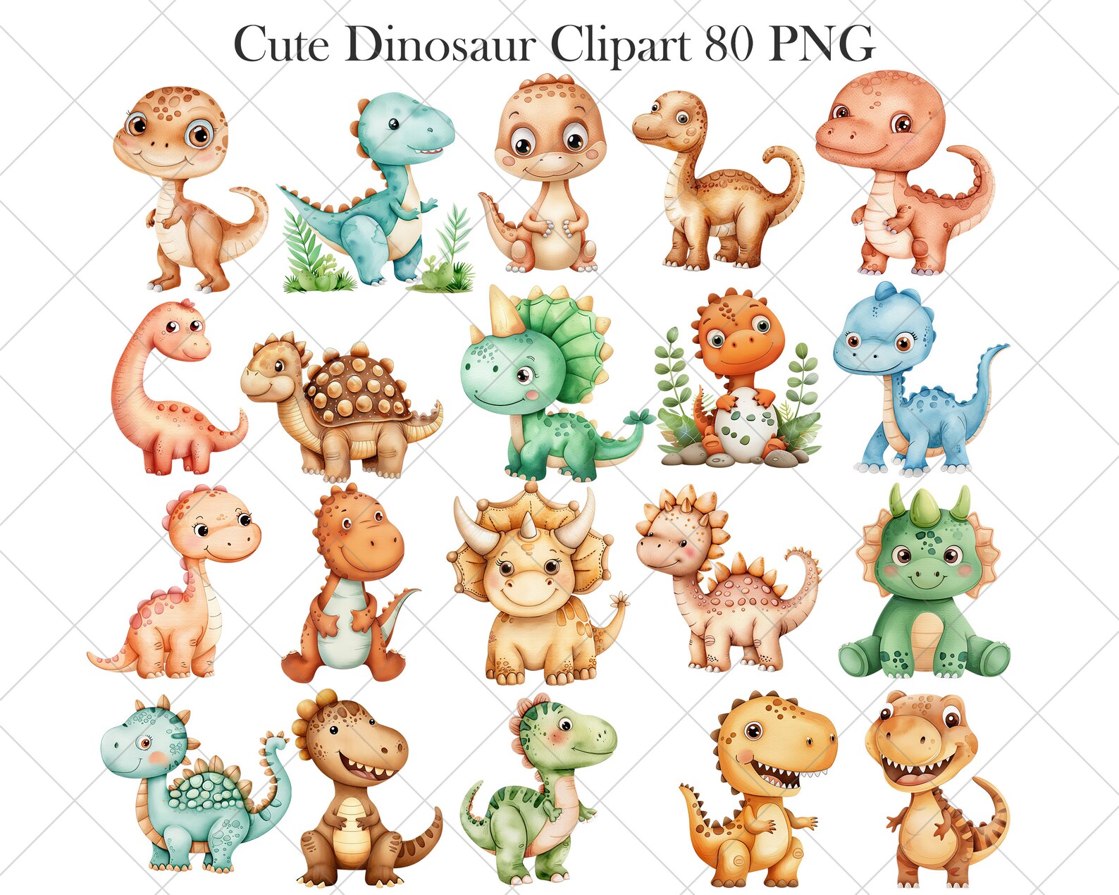 Dinosaur Clipart, Watercolor Dinosaur PNG Bundle, Digital Download - Etsy