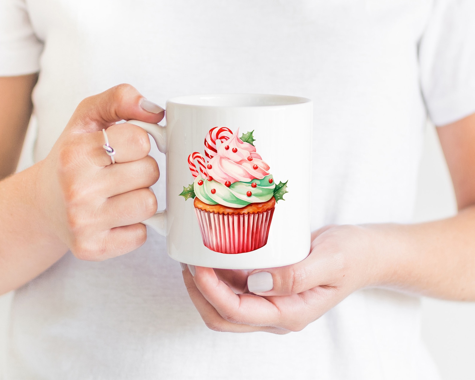 Christmas Cupcake Clipart Bundle, Watercolor Christmas Dessert PNG ...