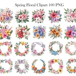 Spring Floral Clipart Bundle, Flower PNG, Bouquet, Wreath, Flower ...