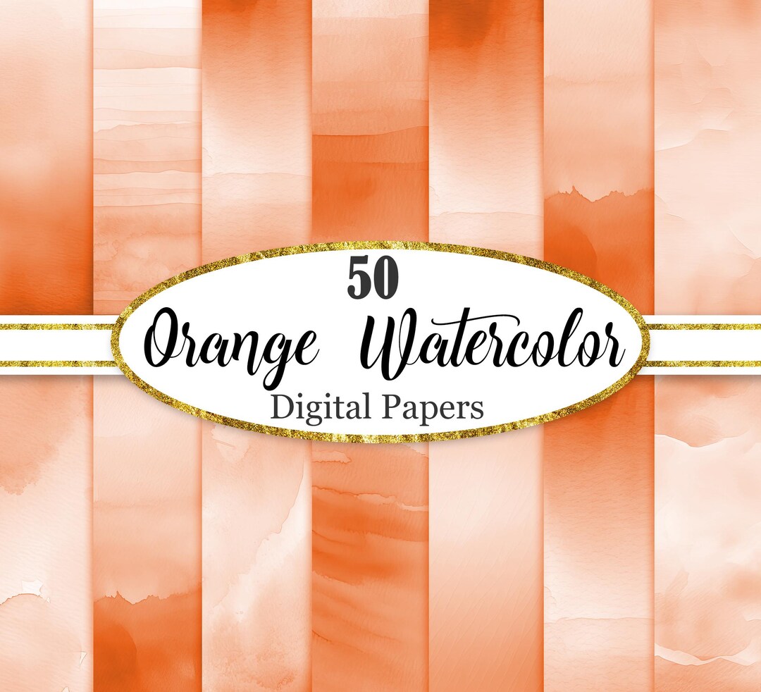 Orange Watercolor Digital Paper, Orange Background Bundle, Orange ...