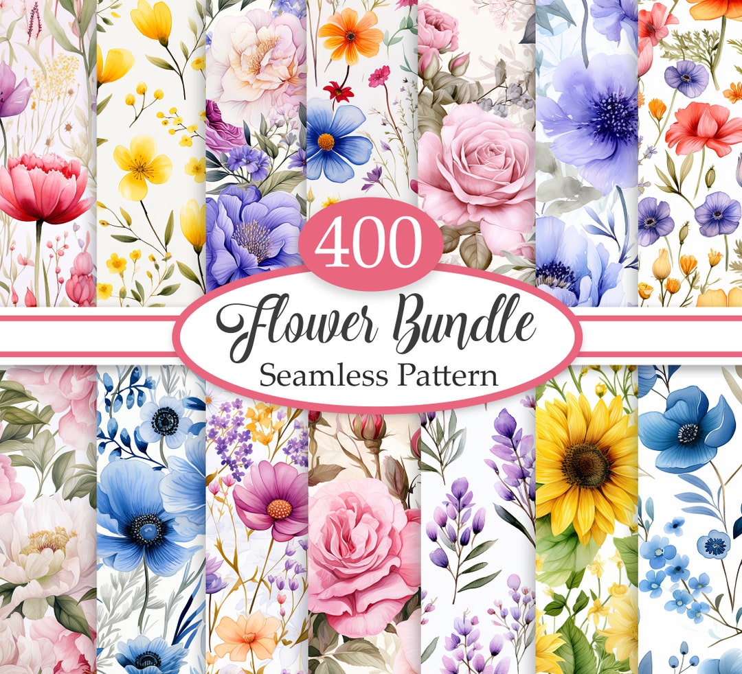 Flower Digital Paper Bundle, Watercolor Floral Background, Scrapbook ...