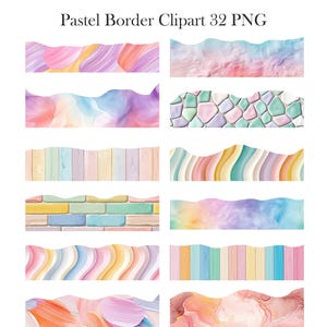 Pastel Border Clipart, Pastel Texture Borders PNG, Scrapbook, Digital ...