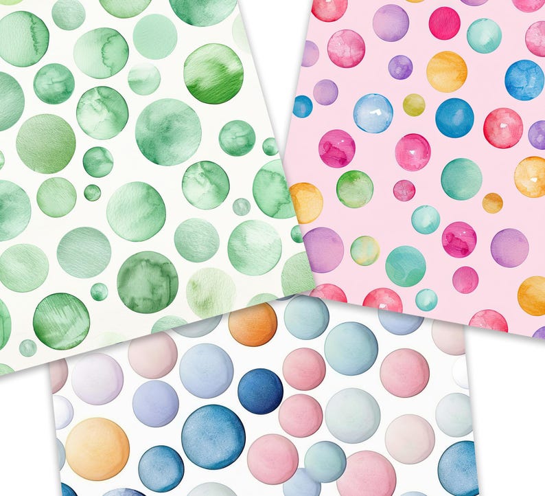 Watercolor Dot Digital Paper, Dot Background Bundle, Digital Download ...