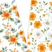 Orange Flower Digital Paper, Watercolor Orange Floral Background ...