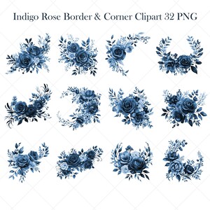 Indigo Rose PNG, Watercolor Indigo Blue Rose Border Clipart, Rose ...