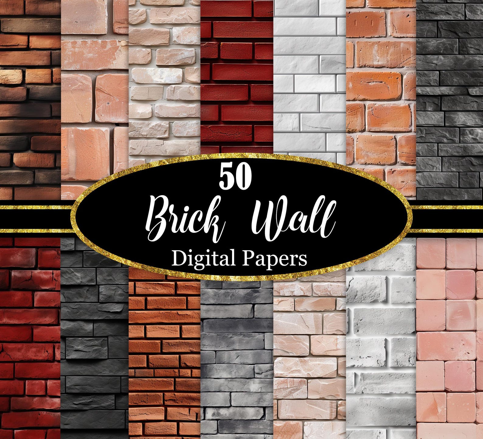 Brick Wall Digital Paper, Brick Background Bundle, Texture, Scrapbook ...