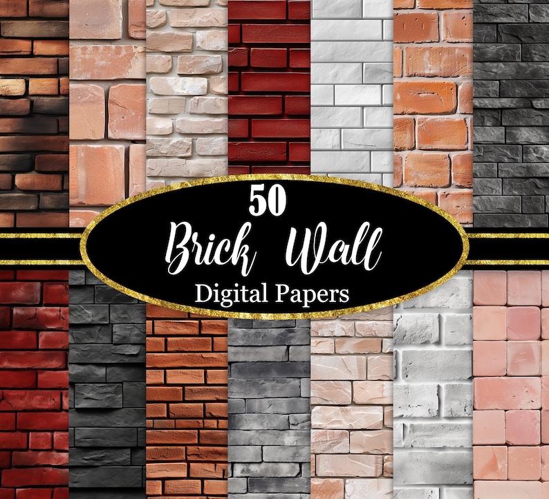 Brick Wall Digital Paper, Brick Background Bundle, Texture, Scrapbook ...