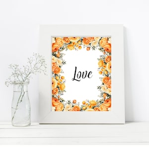 Orange Flower Border Clipart, Watercolor Orange Floral PNG Bundle ...