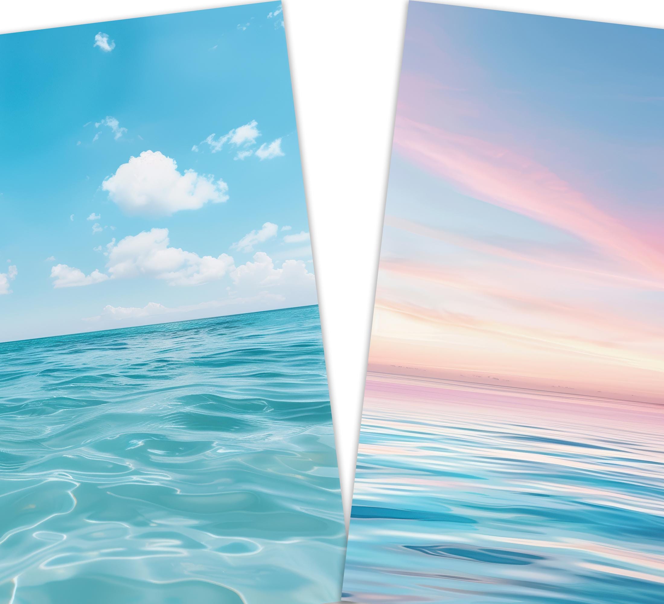 Ocean Digital Paper, Sea Background, Beach, Summer, Scrapbook Paper ...