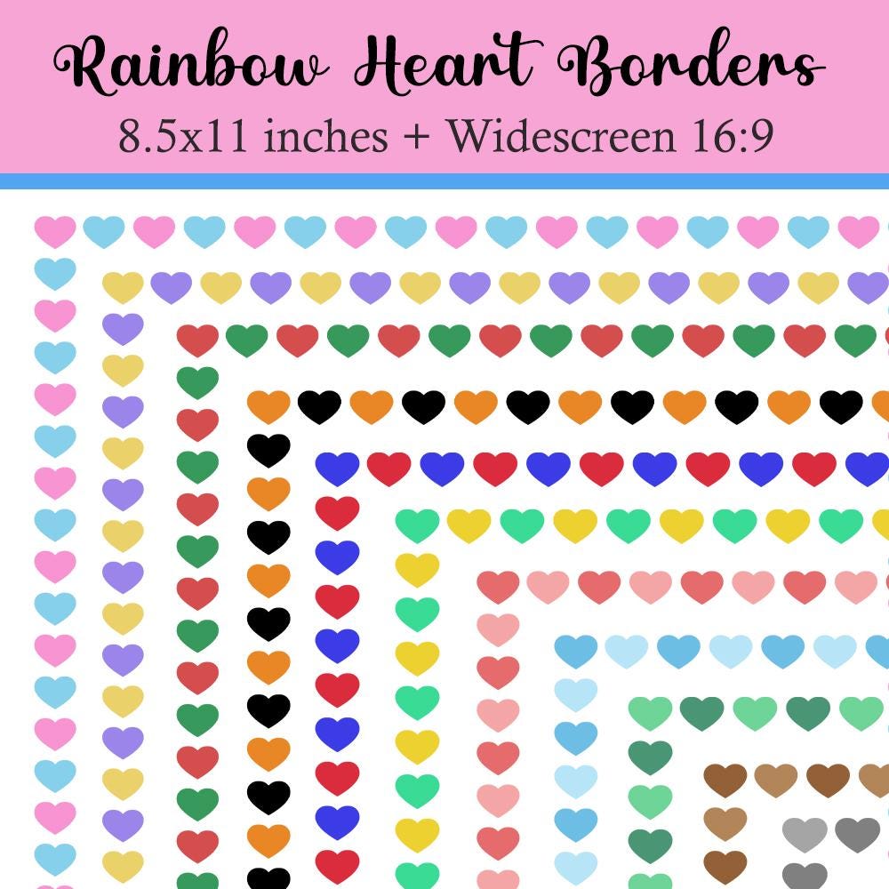 Rainbow Heart Border Clipart, Heart Frame PNG, Valentine Border ...