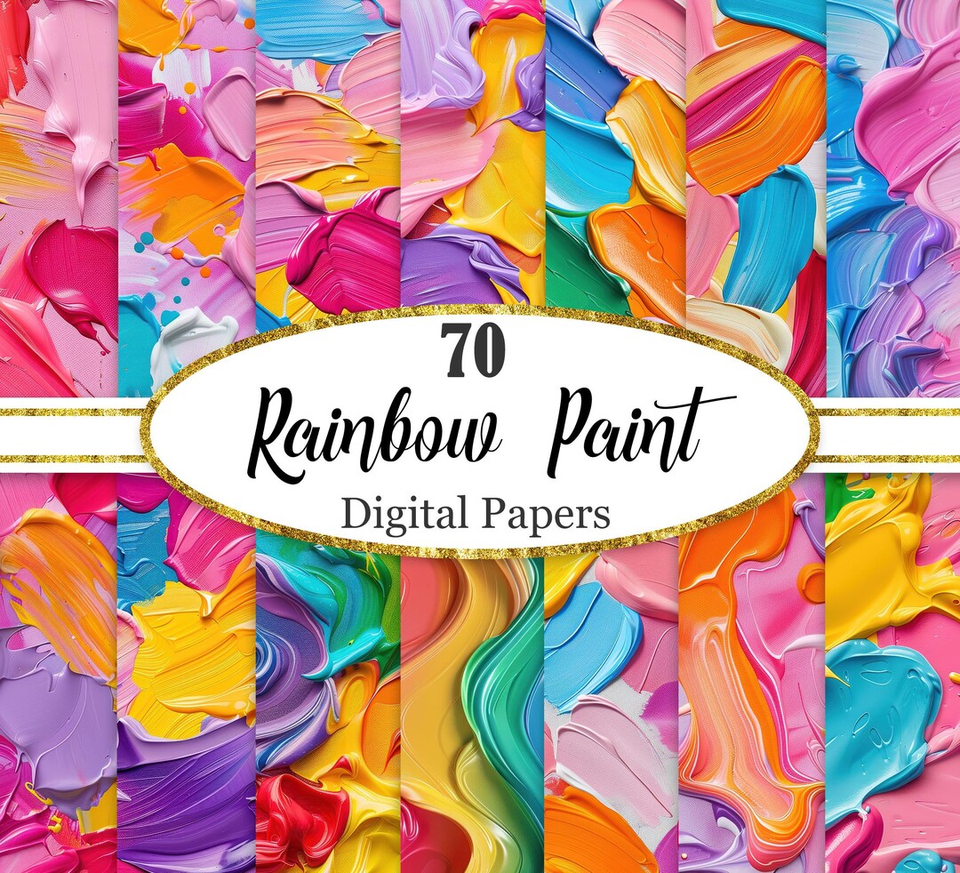 Rainbow Paint Digital Paper, Rainbow Background, Colorful Texture ...