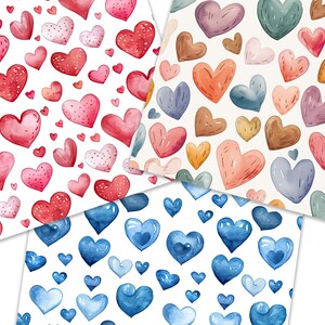 Heart Digital Paper, Valentine Background, Watercolor Heart, Scrapbook ...
