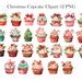 Christmas Cupcake Clipart Bundle, Watercolor Christmas Dessert PNG ...