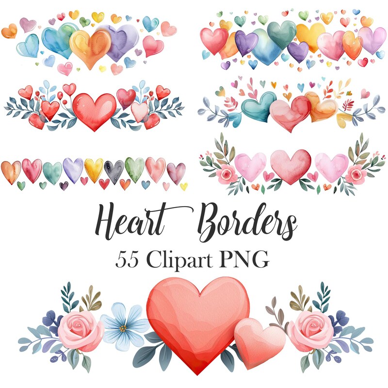 Valentine Border Clip Art Png - Etsy