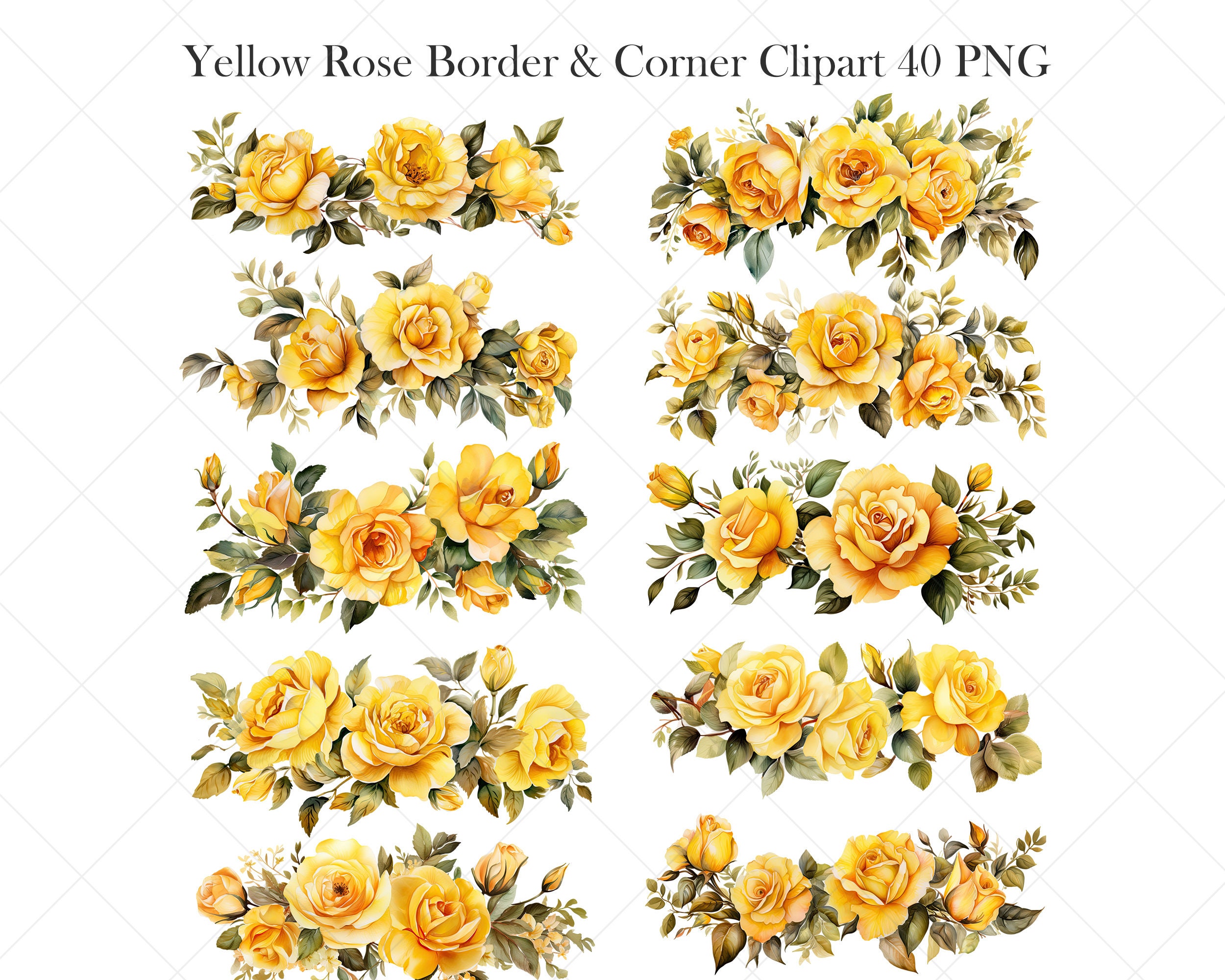 Yellow Rose PNG, Watercolor Yellow Rose Border Clipart, Rose Corner ...