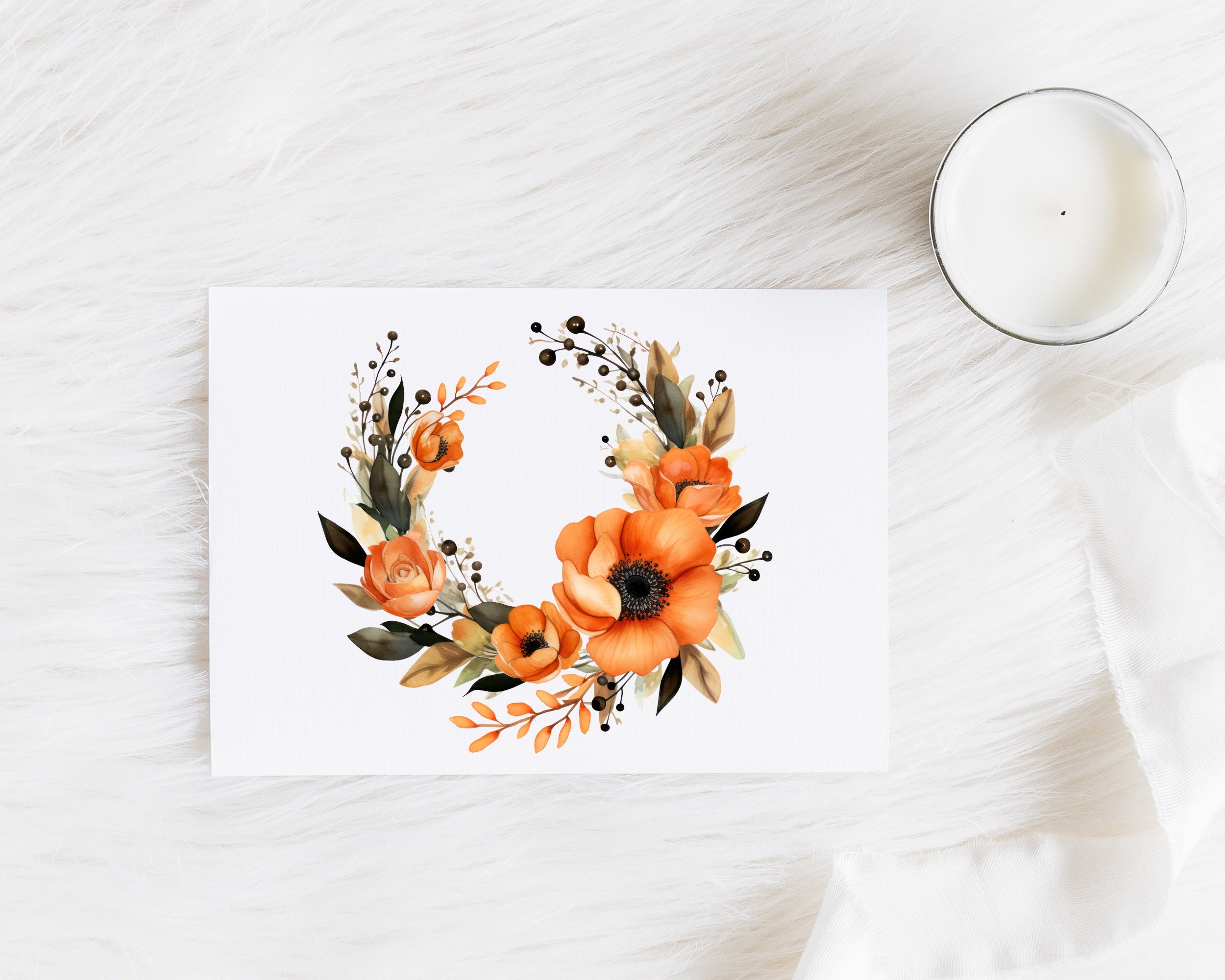 Orange Black Flower PNG, Watercolor Orange Floral Clipart, Bouquet ...
