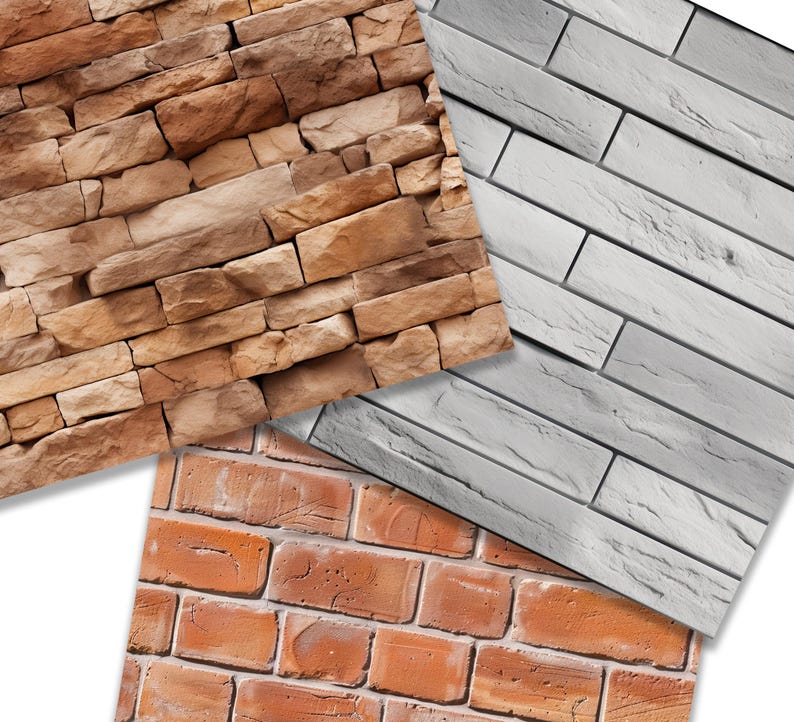 Brick Wall Digital Paper, Brick Background Bundle, Texture, Scrapbook ...