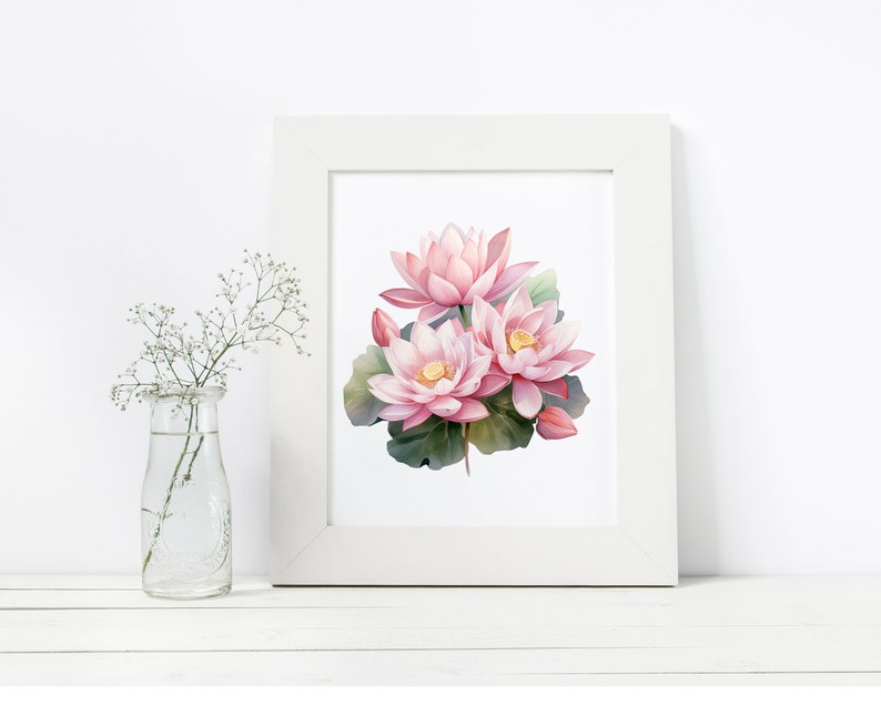 Lotus Clipart, Watercolor Lotus Flower Clipart Bundle, Lotus PNG ...