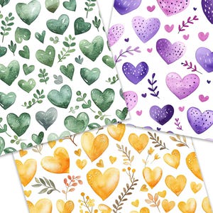 Heart Digital Paper, Valentine Background, Watercolor Heart, Scrapbook ...