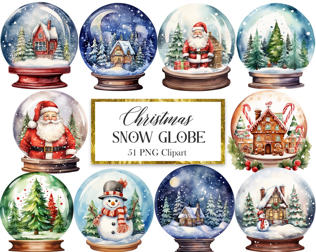Christmas Snow Globe Clipart, Watercolor Christmas Snow Globe PNG ...