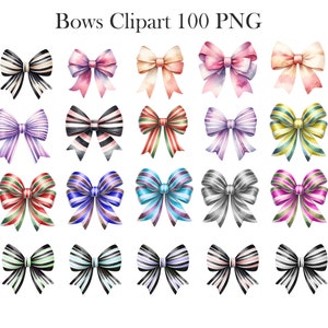 Bow Clipart Bundle, Watercolor Ribbon Clipart, Bow PNG, Pink Bows ...