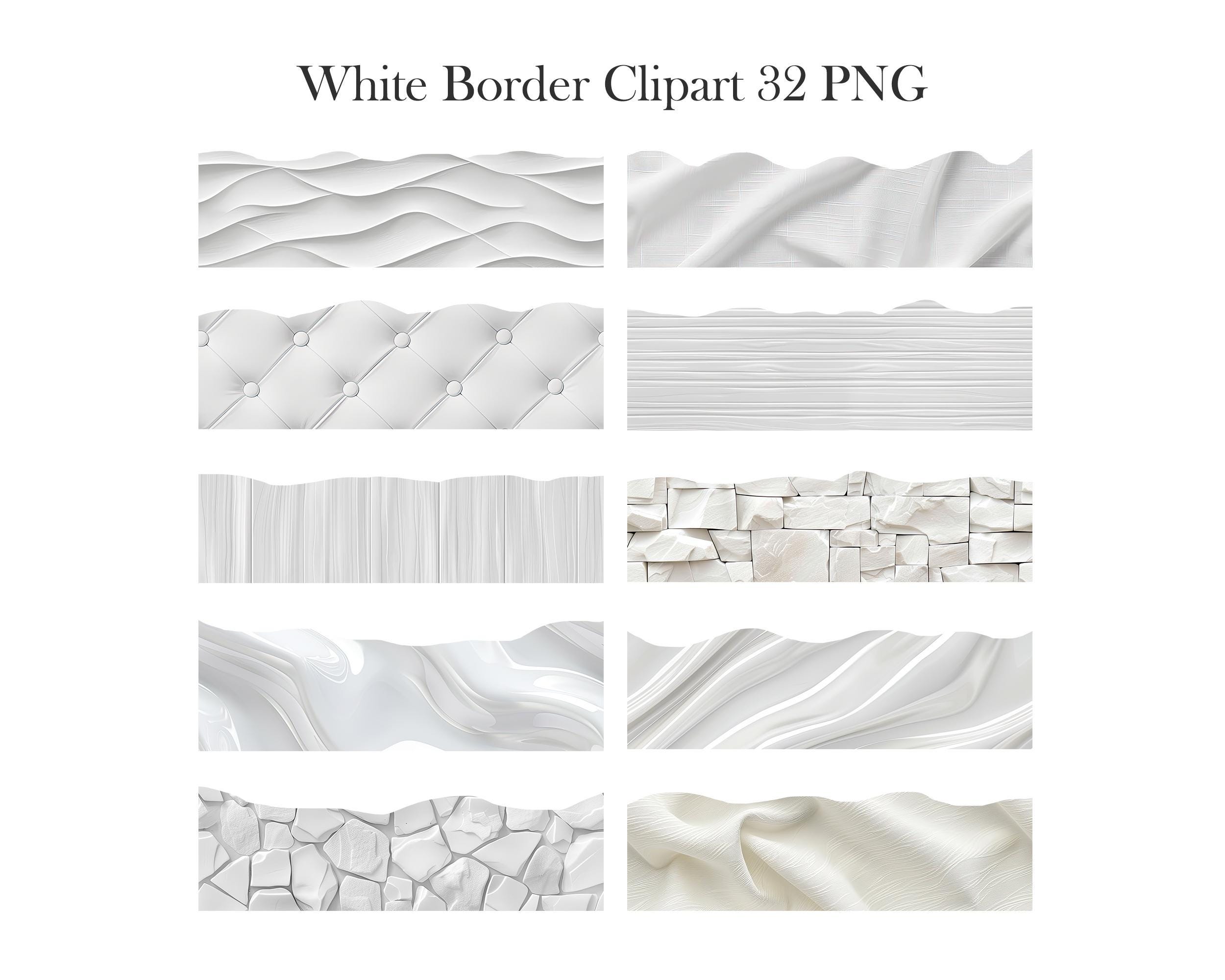 White Border PNG, White Texture Borders Clipart, Scrapbook, Digital ...