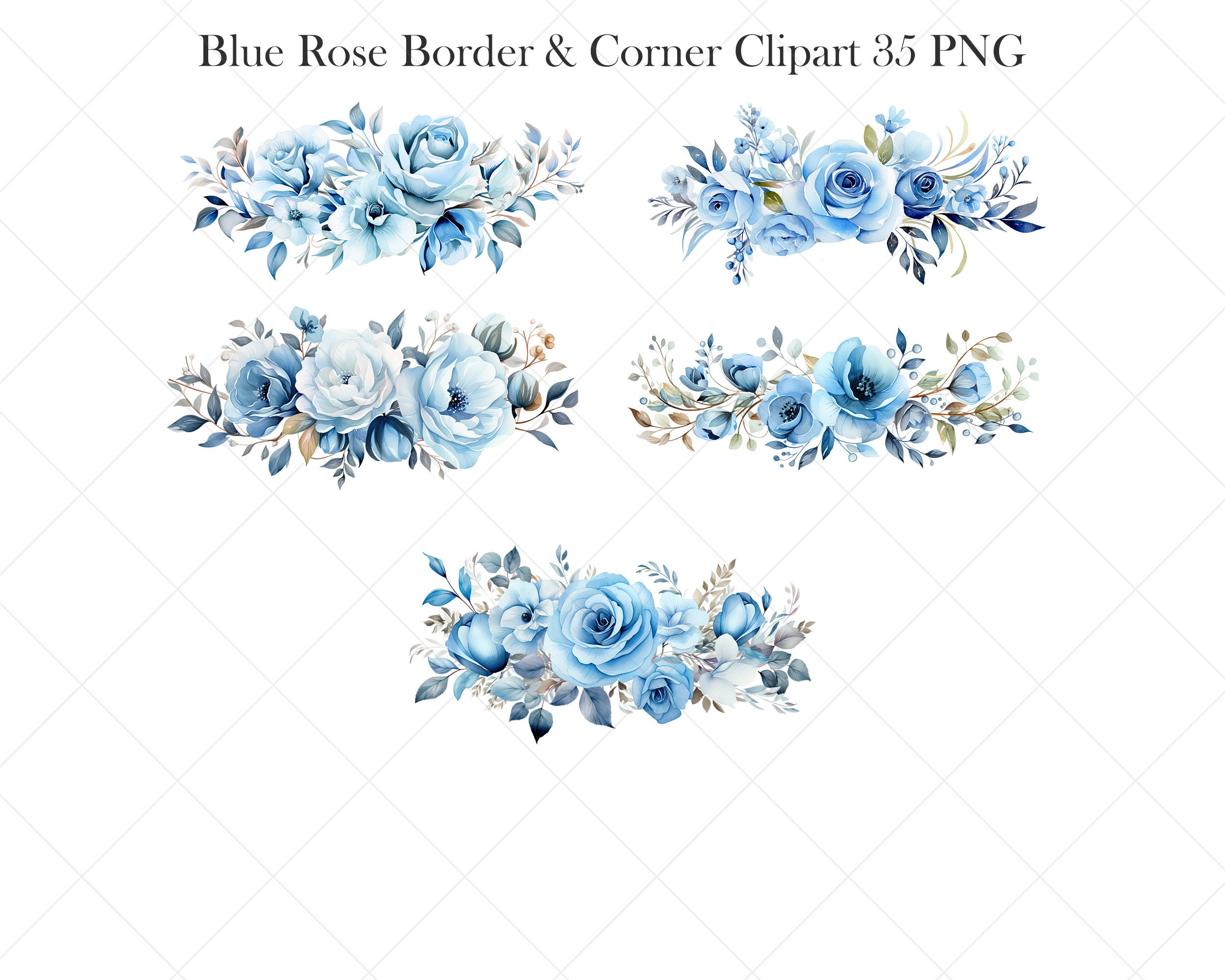 Blue Rose PNG, Watercolor Blue Rose Border Clipart, Rose Corner, Blue ...