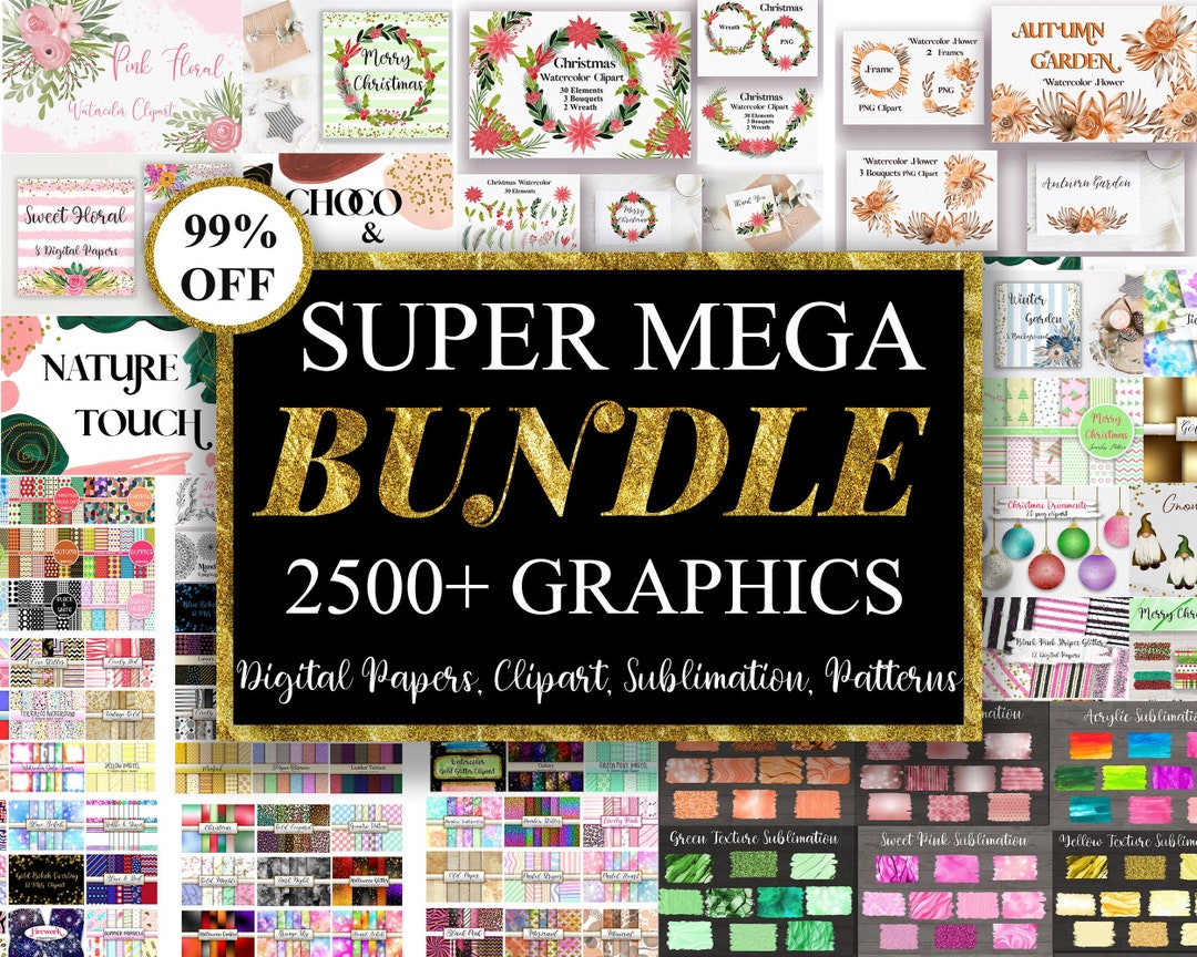 Watercolor Clipart Bundle, Digital Paper Background Bundle, Christmas ...