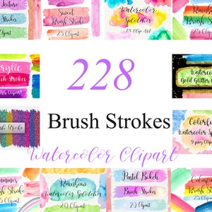 Watercolor Brush Stroke Clipart Bundle, Watercolor Splash PNG ...