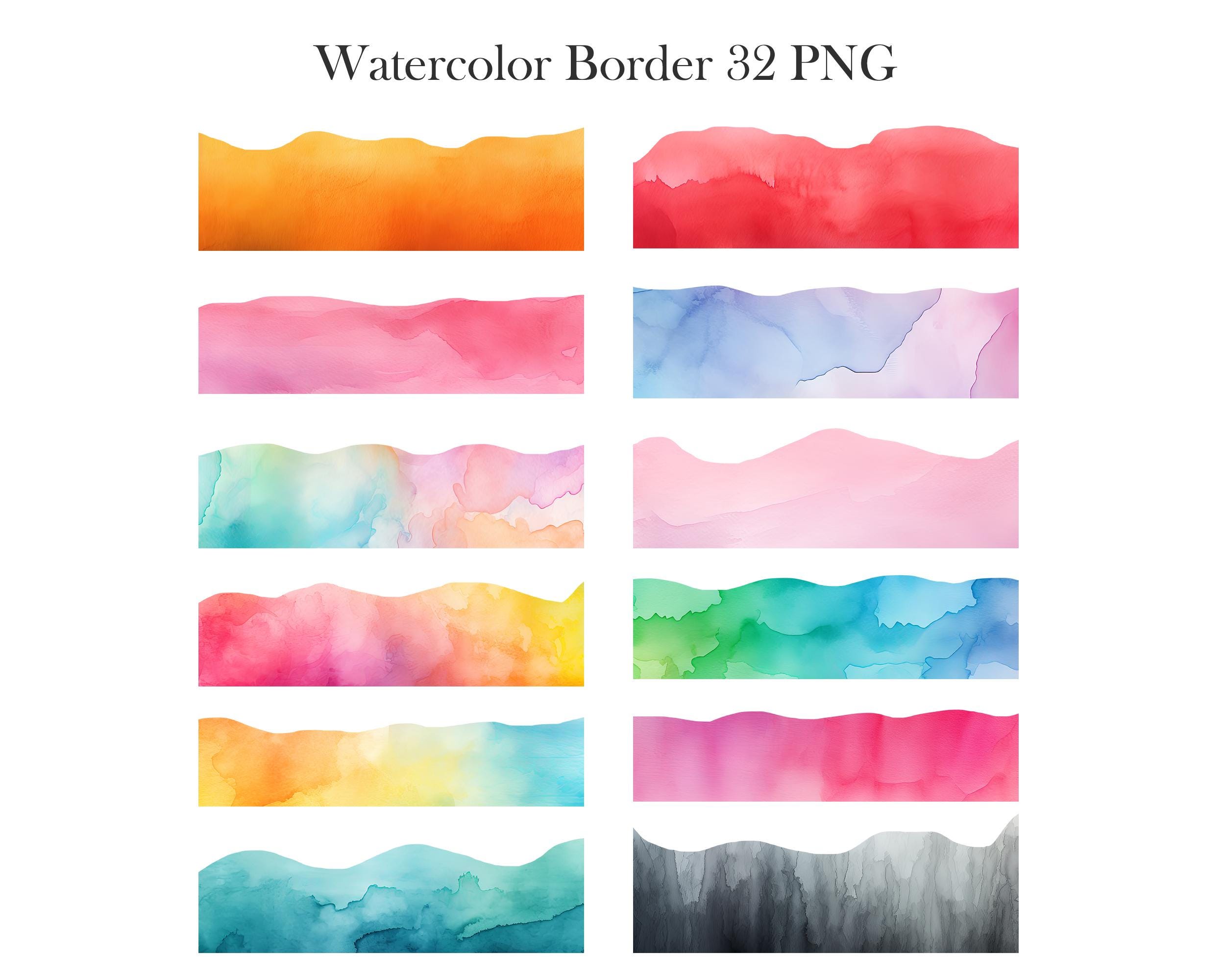 Watercolor Border Clipart, Colorful Borders PNG, Scrapbook, Digital ...