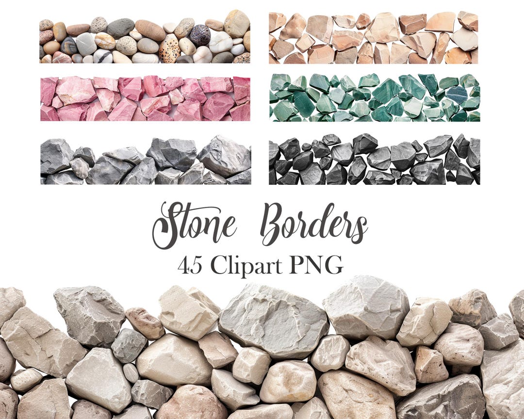 Stone Border Clipart, Borders PNG, Digital Download - Etsy