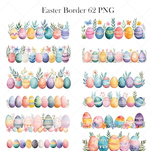 Easter Border Clipart, Watercolor Easter PNG, Digital Download - Etsy